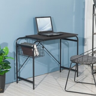 Computer Desk/Home office desk With Wire Storage Basket - walnut ...