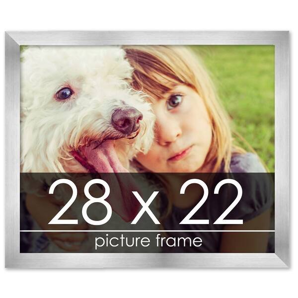 28x22 Frame Silver Pewter Wood Picture Frame with UV Acrylic, Foam ...