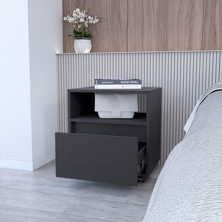 Compact and Stylish Black Nightstand with Durable Construction and Four ...
