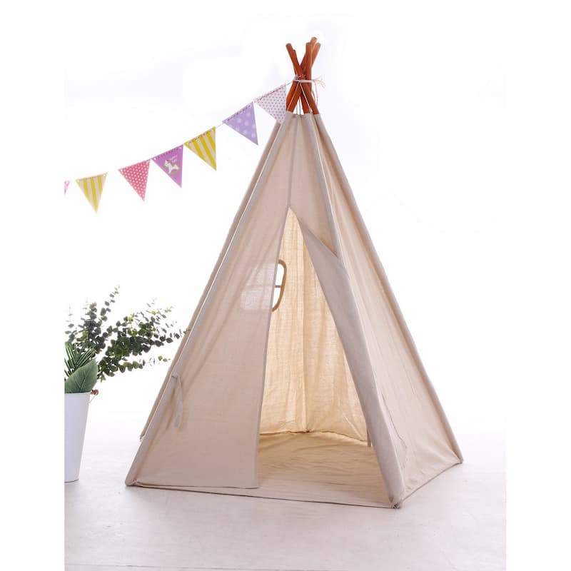 Natural Cotton Canvas Teepee Tent for Kids Indoor & Outdoor Use - 1pc ...