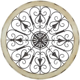 Wood Scroll Window Inspired Home Wall Decor with Metal Scrollwork ...