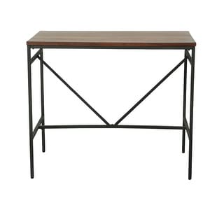 Rectangular Metal Frame Bar Table - 42" - Chestnut Brown and Black ...
