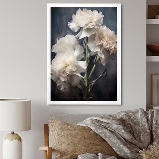 Designart "Black White Carnation Shades Of Dark" Carnations Framed ...