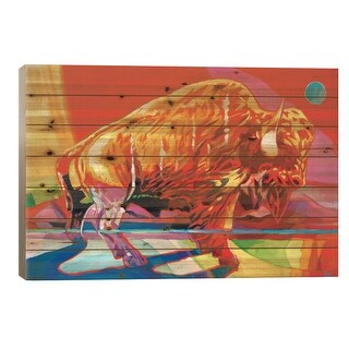 Electric Buffalo Print On Wood by Greg Heil - Multi-Color - Bed Bath ...