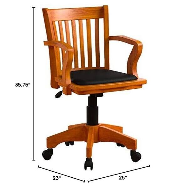 Home Furnishings Deluxe Wood Banker's Desk Chair with Padded Seat ...