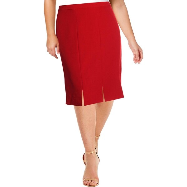 Shop Kasper Womens Plus A-Line Skirt Pleated Hem Knee-Length - Free ...