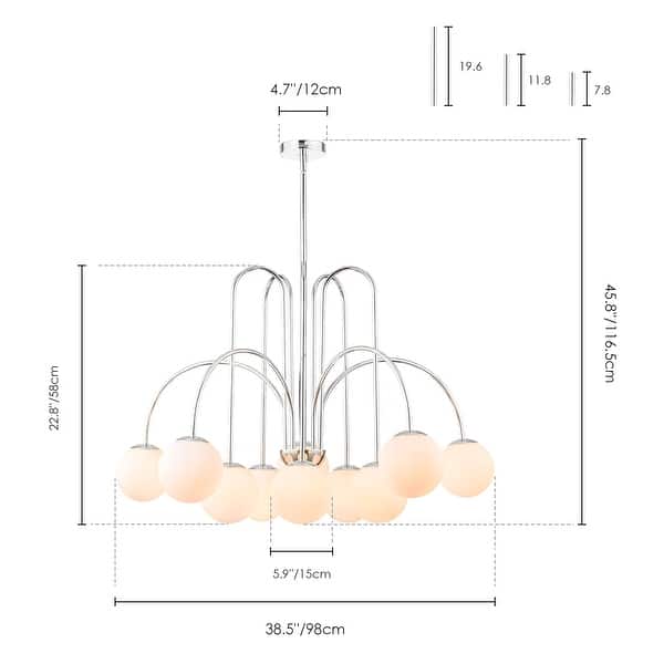 6/ 10-Light Modern Glam Sputnik Linear Branch Cluster Pendant Opaque ...