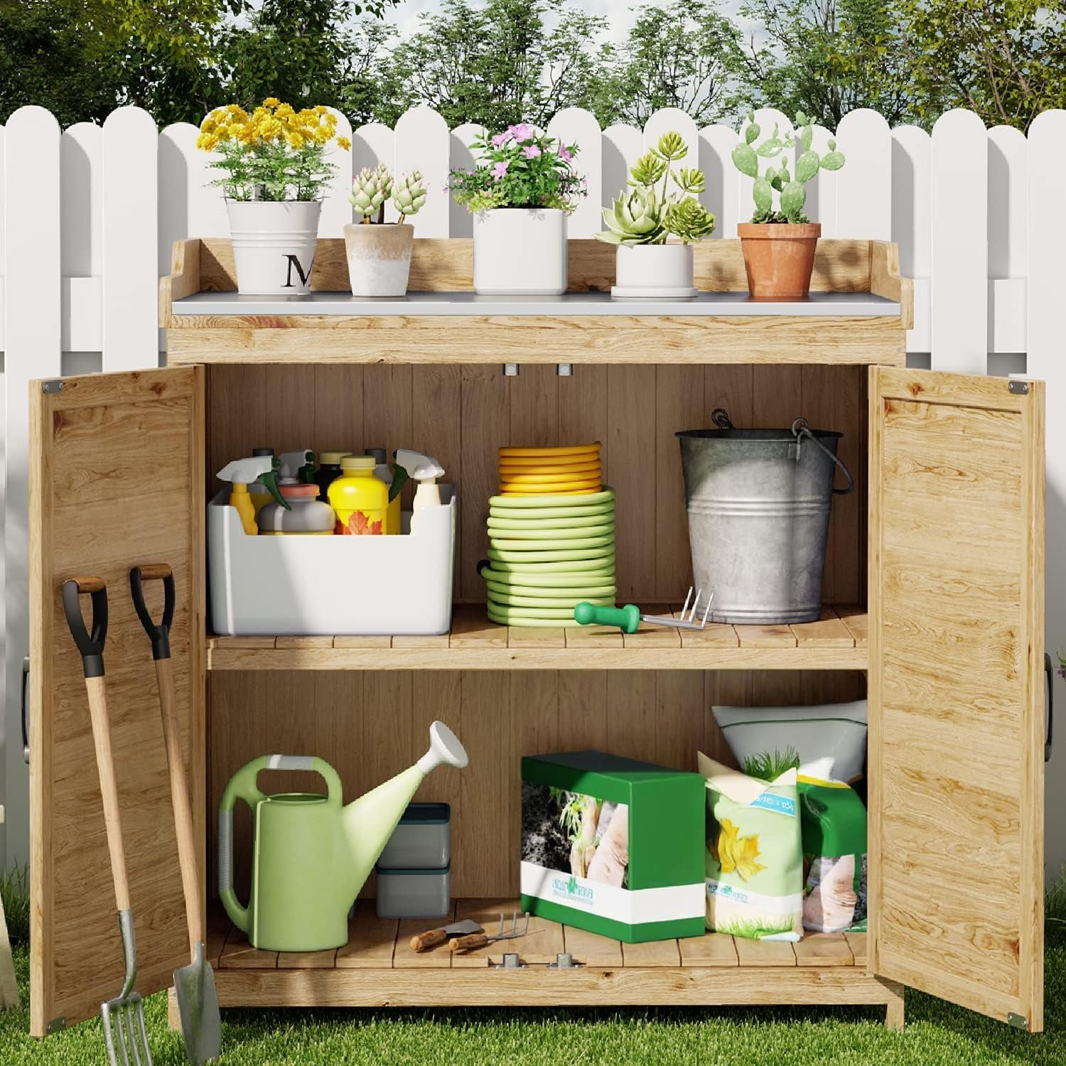 rustic garden work bench