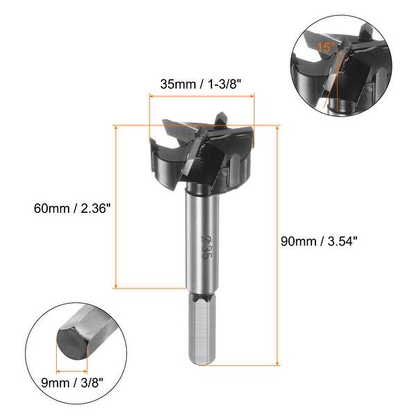 Carbide 3 Flutes Wood Hinge Boring Forstner Drill Bit Cutter - Black ...
