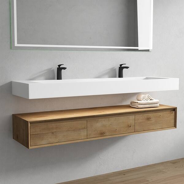 Alysa 72'' Double Sink floating vanity in White Oak with Reinforced ...
