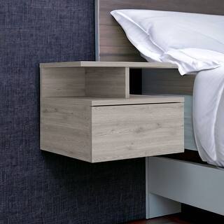 HomeRoots 12" Gray One Drawer Faux Wood Floating Nightstand - Bed Bath ...