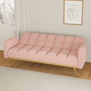 Adjustable Loveseat Sleeper Sofa Convertible Futon Sofa Bed, Pink - Bed ...