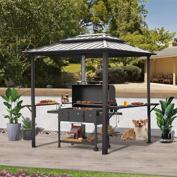 Grill Gazebos 8' × 6', Aluminum BBQ Gazebos Outdoor Metal Frame with ...