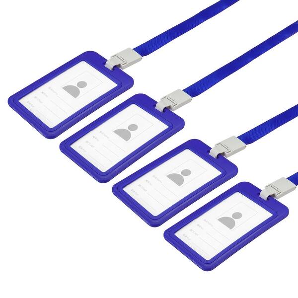 ID Badge Holders, 4.3x2.8Inch Vertical Name Tags ABS Double Sided 4Pcs ...
