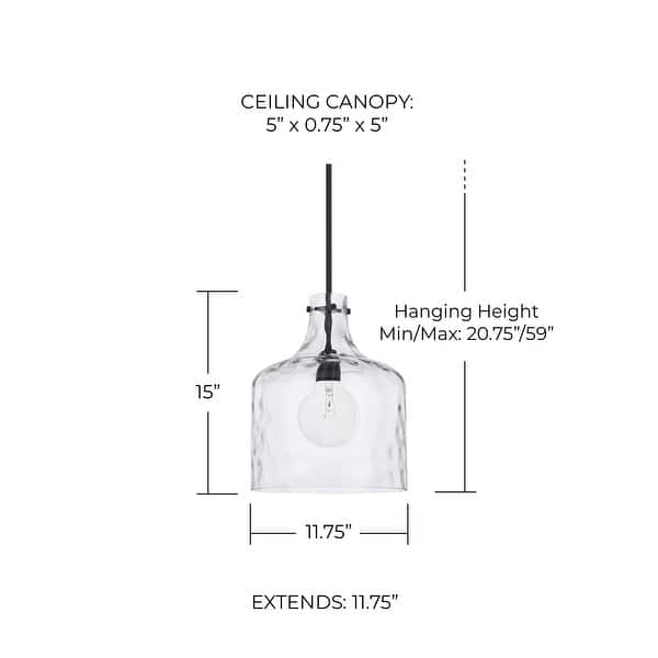 1-Light Clear Water Glass Shade Pendant - Bed Bath & Beyond - 30747723