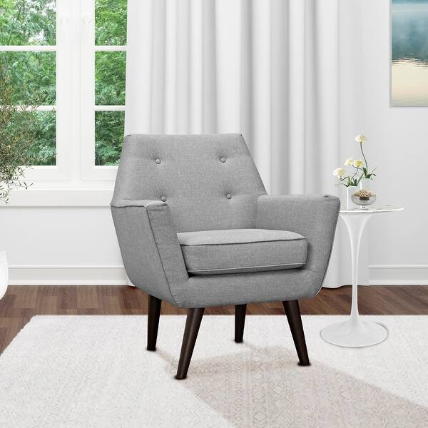 Emerson Mid-century Modern Light Grey Fabric Button Tufted Arm Guest ...