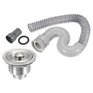 Sink Drainer Kit Adjustable Flexible Drain Pipe Kit Gray Green - Gray ...