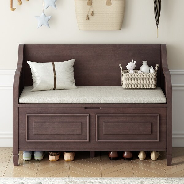 Solid wood entryway storage bench store