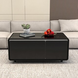 Smart Coffee Table with Fridge,Wireless Charging and Power Socket - Bed ...