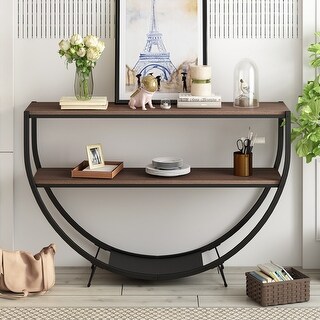Demilune Shape Console Table With Multi-functional Storage Space - Bed ...