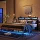 Metal Bed Frame Platform Bed with Storage Headboard LED Lights and ...