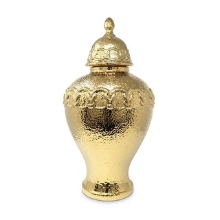 Gold Ginger Jar With Gold Chain Detail - Bed Bath & Beyond - 40598091