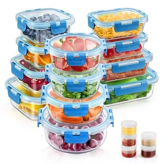 34pcs Glass Food Storage Containers with Lids Set, Airtight Glass Meal ...