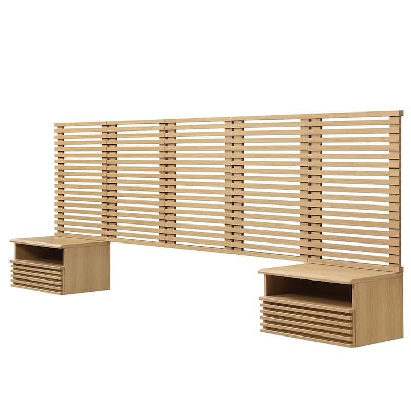 Vidalia Mid-century Modern Oak Wooden Floating Queen Size Headboard ...