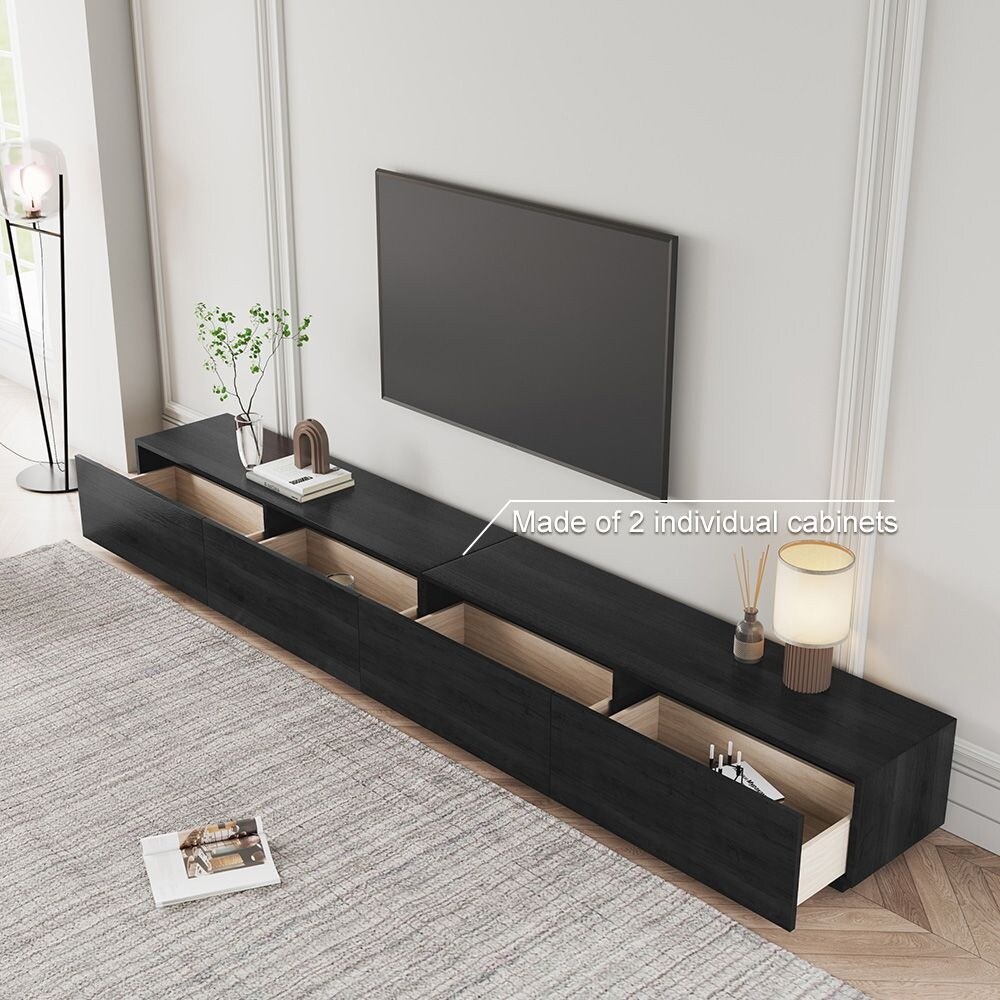 Minimalist Wood TV Stand with 4 Drawers Modern Long Media Console for up to 100 Inch Fully Assembled Bed Bath Beyond 40159583