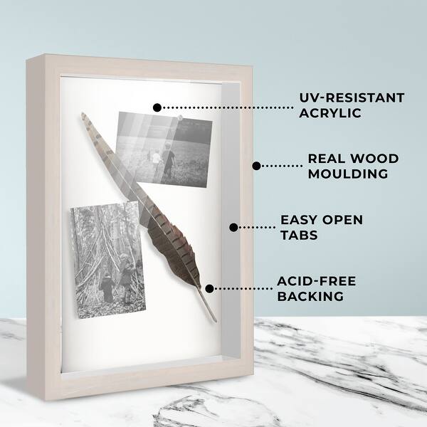 36x26 Shadow Box Frame White | 0.875 inches Deep Real Wood - Bed Bath ...