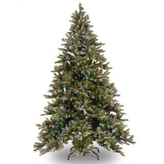 National Tree Company 7.5 ft. Snowy Concolor Fir Tree with Multicolor ...