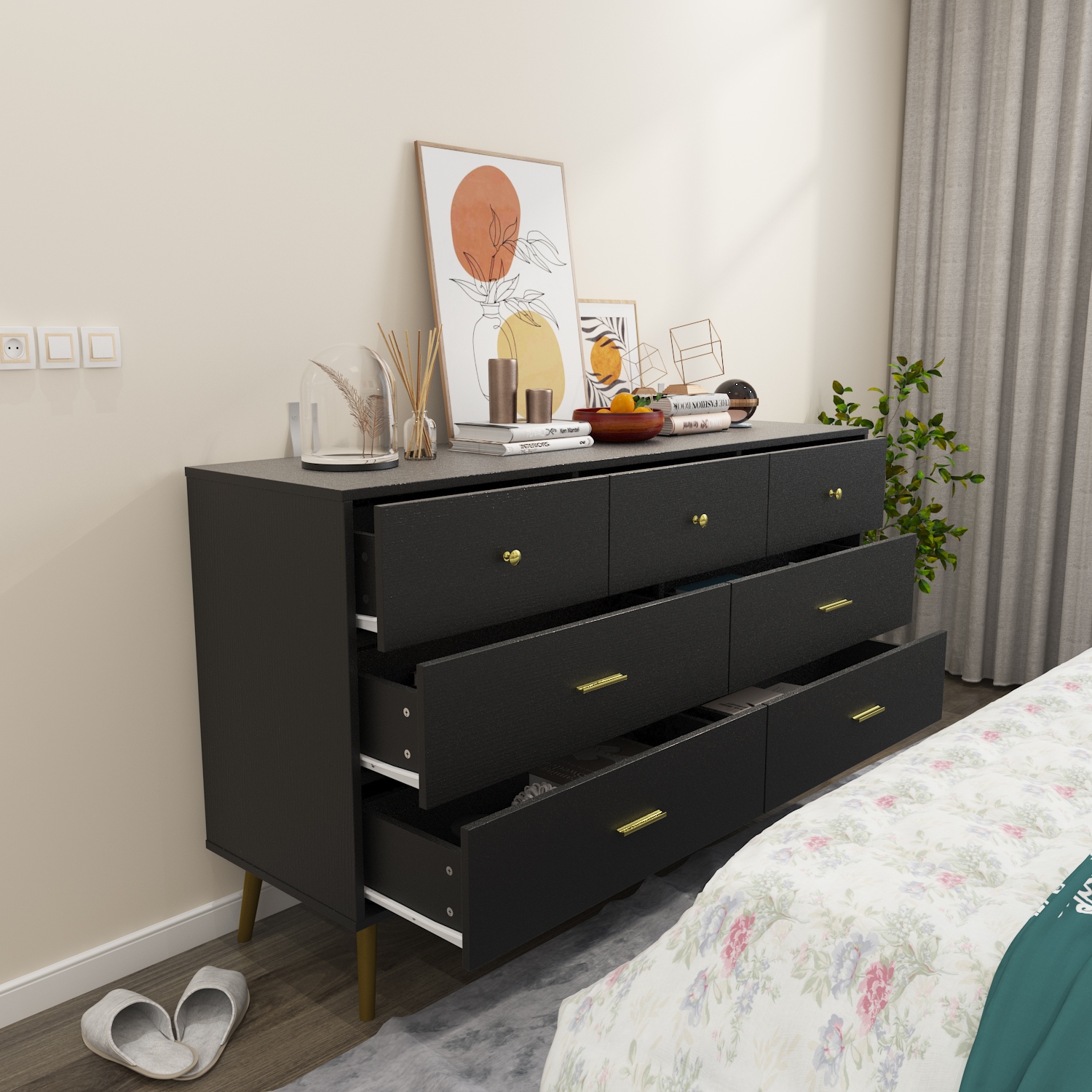 Dresser with black metal legs store