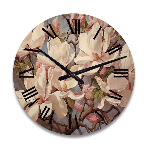 Designart "Whte Pink Magnolias Magnolia Harmony" Floral Oversized Wood ...