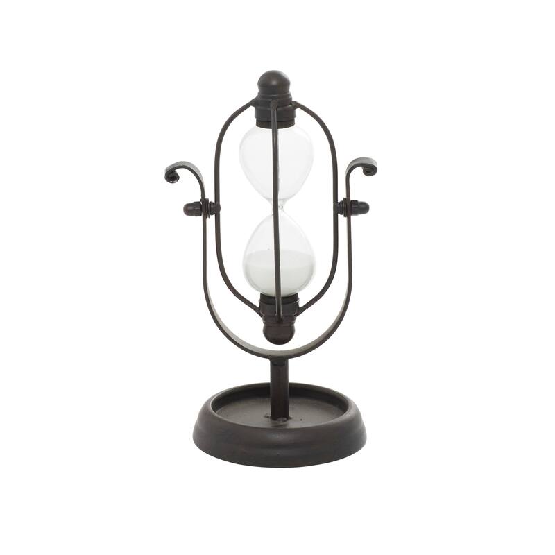 Glass Hourglass Sand Timer with Rotating Stand - Brass, Black, Silver ...