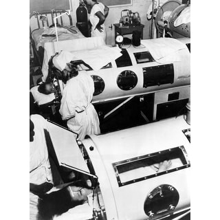 Polio Patients Being Treated With Iron Lungs In A Hospital Ward History ...