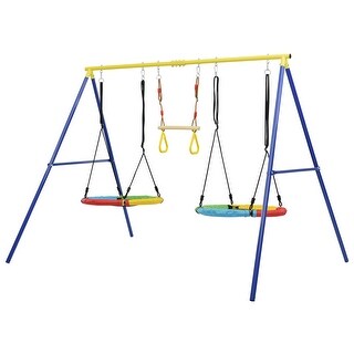 Blue Outdoor Toddler Saucer Swing Set for Backyard - Bed Bath & Beyond ...