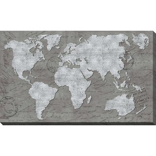 "World Map On Script" Print on Canvas - Bed Bath & Beyond - 36037338