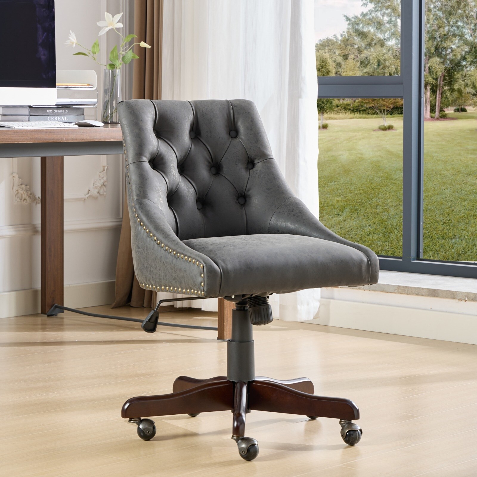Medieval Retro Style Sheepskin Pattern Fabric Home Office Chair with Lift Swivel and Recline Functions Bed Bath Beyond 41065776