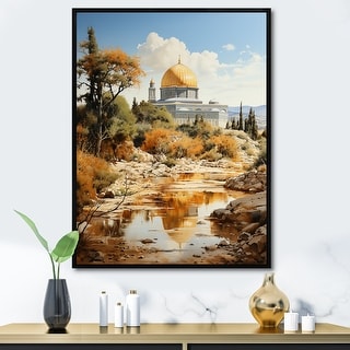 Designart "Jerusalem Dome Of The Rock " Islam Framed Wall Decor - Bed ...