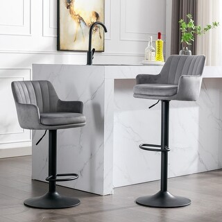 360 Degree Rotation Bar Stools Set of 2, Height Adjustable Counter ...
