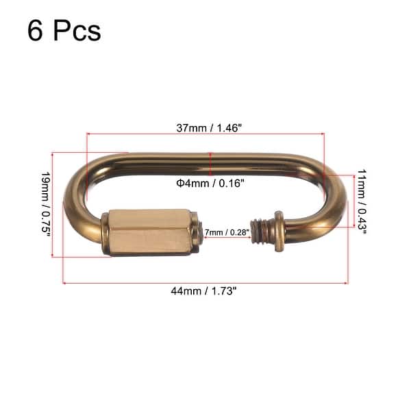 Chain Connector 4mm Oval Shape Quick Link Screw Lock Clips 6pcs - Gold ...