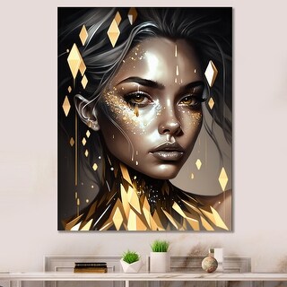 Designart "Radiating Golden Woman Iii" Modern Woman Wall Art Prints ...