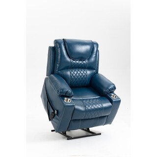 Blue Electric Lift Recliner for Elderly, 180° Flat Recline, Relax Sofa ...