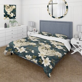 Designart "White And Green Tranquil Floral Elegant Zen" Green Floral ...