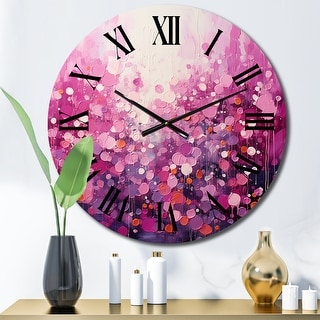 Designart "Magenta Magic" Abstract Landscape Oversized Wall Clock - Bed ...