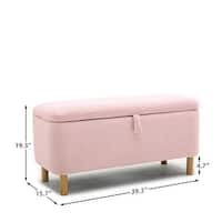 Pink Storage Bench Boucle Fabric Upholstered Ottoman Indoor Entryway ...