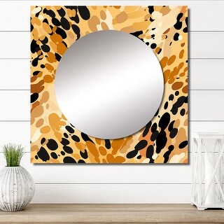 Designart "Orange And Black Leopard Print Adventure" Modern Wall Mirror ...