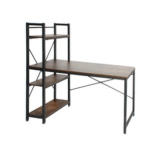 Simon Wooden Computer Desk with Bookshelves 47 Inches Brown - Bed Bath ...
