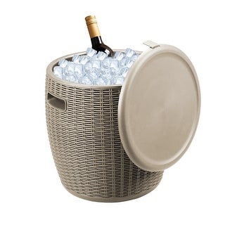 Zenova 45L Large Polypropylene Portable Wicker Ice Bucket Home Patio ...