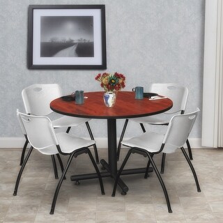 Regency Seating Kobe Black 48-inch Round Breakroom Table with 4 Grey 'M ...